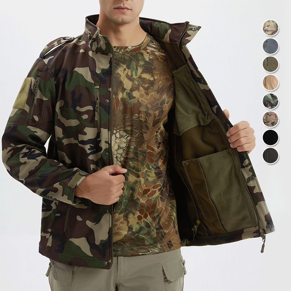 Men's Winter Camo Military Tactical Jacket Fleeced Hooded Outwear Soft ...