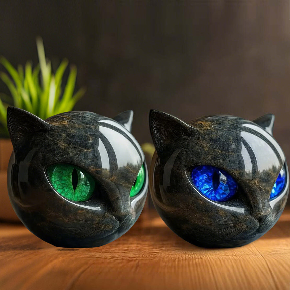 🐈⬛Luxury Black Cat Stone Sculpture – Elegant Home Decoration & Gift-Re ...
