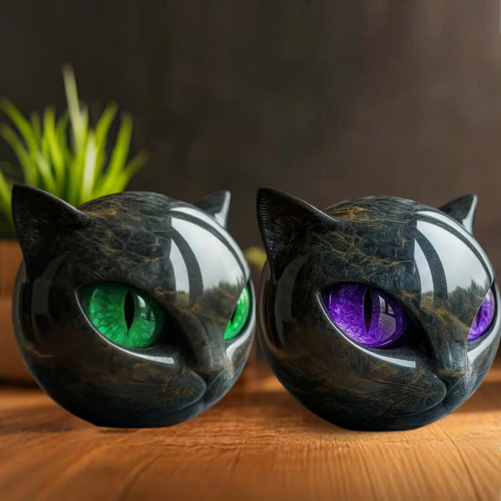 🐈⬛Luxury Black Cat Stone Sculpture – Elegant Home Decoration & Gift-Re ...
