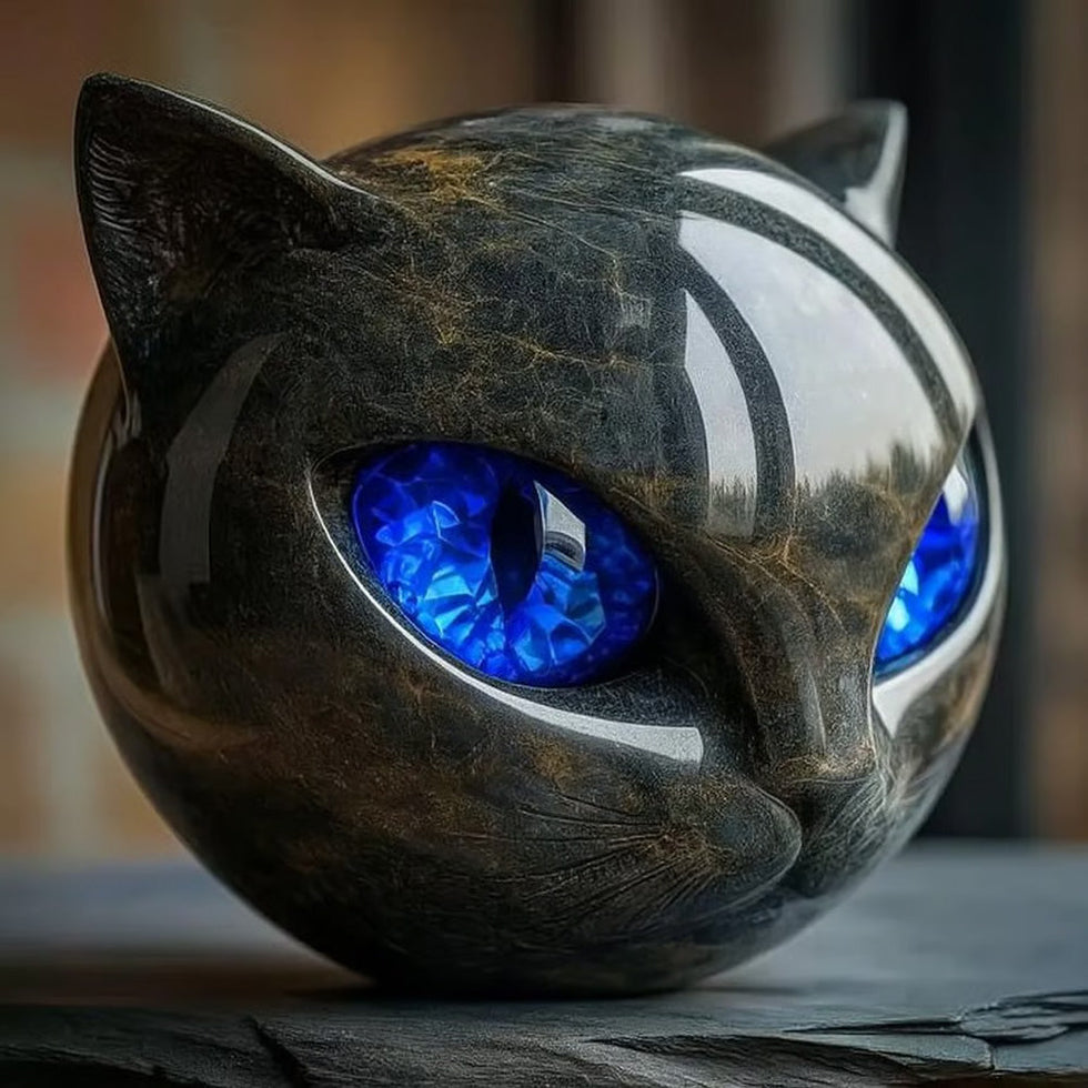 🐈⬛Luxury Black Cat Stone Sculpture – Elegant Home Decoration & Gift-Re ...